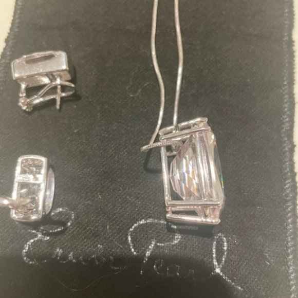 Erwin Pearl | Jewelry | Erwin Pearl Emerald Cut 7 Carat Cz Necklace And ...